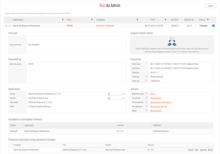 Feature Focus: The Windows Client Interface » Admin By Request